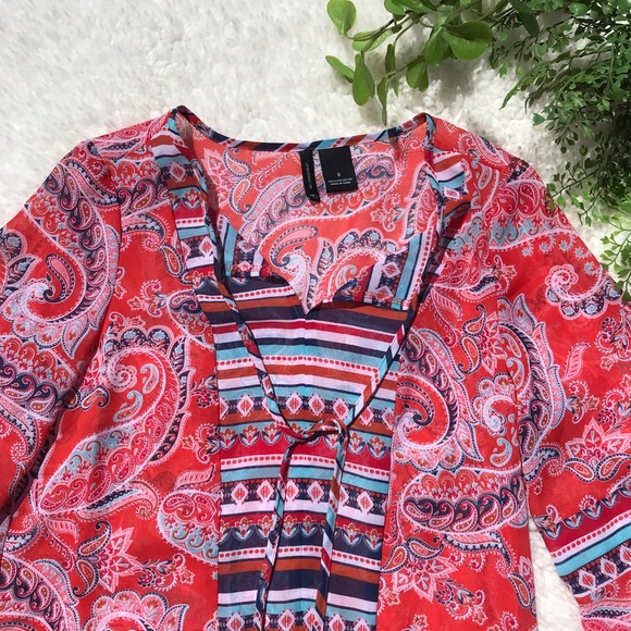 new directions | Tops | New Directions Blouse Paisley Boho 34 Sleeve S ...